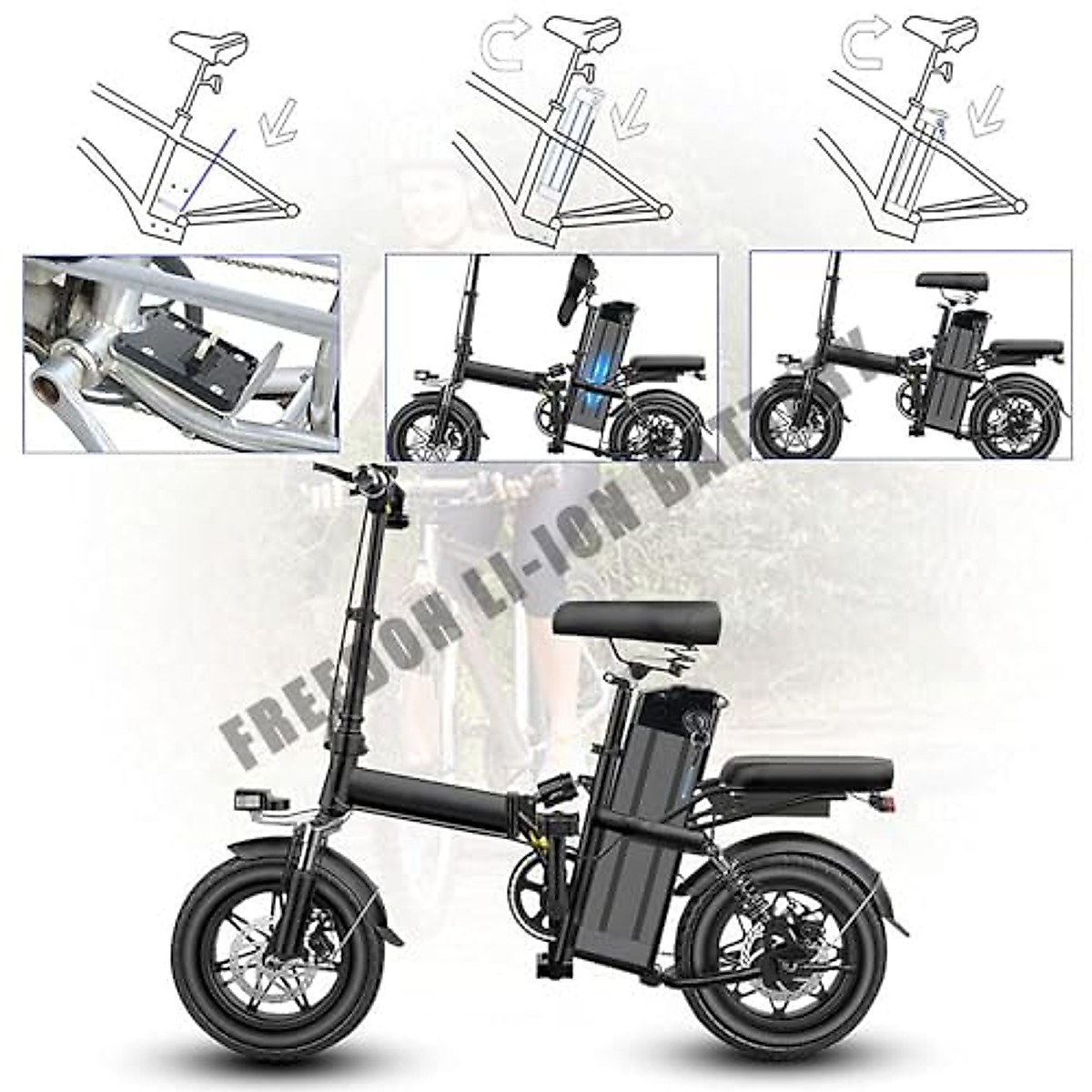 FREEDOH E-Bike Battery 48V Lithium Ion Ebike Battery Pack 8Ah 10Ah 13Ah 15Ah 17.5Ah 20Ah Replacement Li-ion Battery for 250-1000W Motors with Charger,48v,15Ah