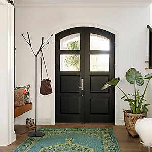 Q&S Led Floor Lamp,Black Modern Industrial Contemporary Corner Floor Lamp Tall Tree Bright Reading Standing Lighting for Bedroom Living Room Office