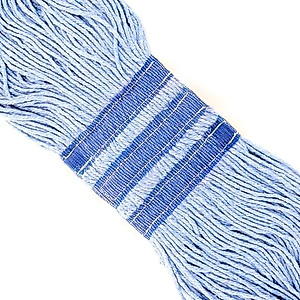 24 oz Loop-End Cotton Mop Head, Heavy Duty Mop Refills, 6 Inch Headband, Mop Head Replacement for Home, Industrial and Commercial Use (Blue)