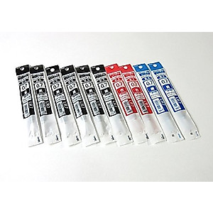 Pentel Refill Ink for EnerGel 0.7mm (XLR7) - Set of 3color / 10pcs : Black (6) + Red (2) + Blue (2)