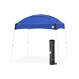 E-Z UP Dome Instant Shelter Canopy, 10' x 10', Vented Top with Wide-Trax Roller Bag & 4 Piece Spike Set, Royal Blue