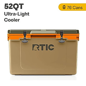 RTIC Ultra-Light 52 Quart Hard Cooler Insulated Portable Ice Chest Box for Beach, Drink, Beverage, Camping, Picnic, Fishing, Boat, Barbecue, 30% Lighter Than Rotomolded Coolers, Trailblazer