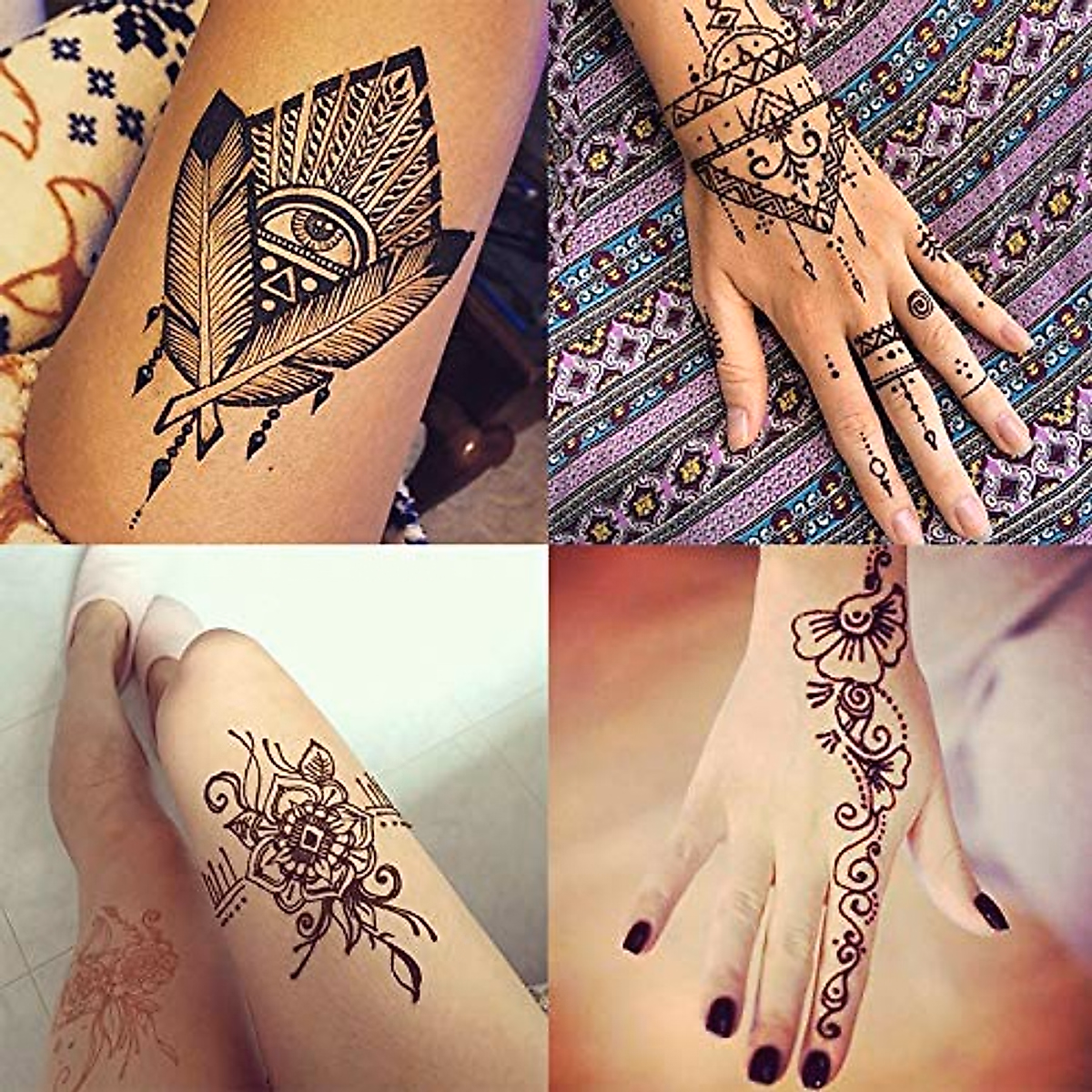 Temporary Tattoos Kits, Semi Permanent Tattoos, DIY Fake Freckles Temporary Tattoos for Women Men Kids Party,Summer Trend hand Ink with 78 Pcs Tattoo Stencils,Jagua Gel - Full Kit 5 Bottles