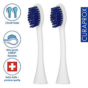Curaprox Hydrosonic CHS 300 Power Duo Replacement Brush Heads, 2 Pieces - Curaprox Electric Toothbrush Heads/Replacement Toothbrush Heads - 2 Pack