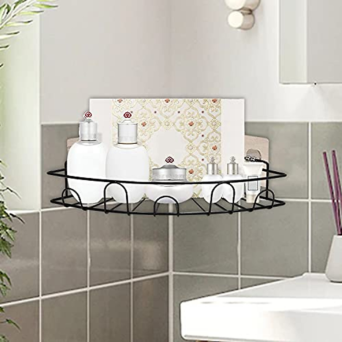 MRINDA 2 PACK Shower Organizer Caddy Hanging Dorm Organizers And Storage Shower Shelf Rack with 8 Traceless Adhesive Hooks