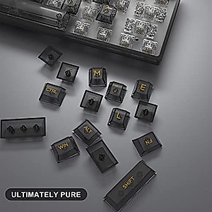 dagaladoo 140 Keys Black Clear Keycaps Full Set, Custom Cherry Profile Keyboard Keycaps, XVX Transparent PC Material Keycaps for 60% 65% 75% 100% Cherry Gateron Mx Switches Mechanical Keyboard