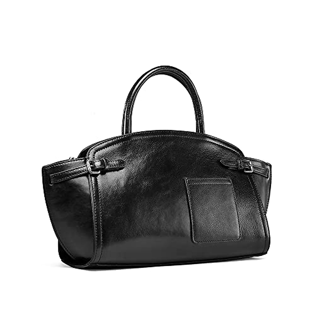 Erivis Genuine Leather Handbags For Women Crossbody Purse Vintage Hobo Bags Top Handle Bags Brown (Black)