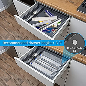 RUIDEO 3-in-1 Acrylic Plastic Wrap Dispenser with Cutter, Aluminum Foil and Plastic Wrap Organizer, Wax Paper and Saran Wrap Dispenser for Kitchen Drawer, Fits 13" Roll, Clear Magnetic Lid with"PULL"