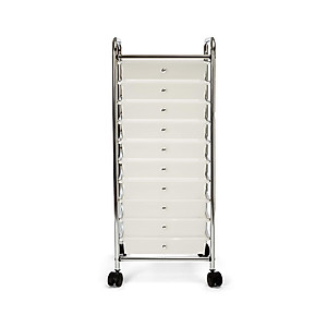 Seville Classics Large 10-Drawer Multipurpose Mobile Rolling Utility Storage Organizer Cart, Frost White