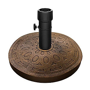 Pure Garden 50-LG1210 Outdoor Umbrella Base – Heavy-Duty Resin and Cement 34LB Weighted Patio Shade Stand for Deck, Backyard, or Poolside Use (Bronze), 1.5"-1.8"
