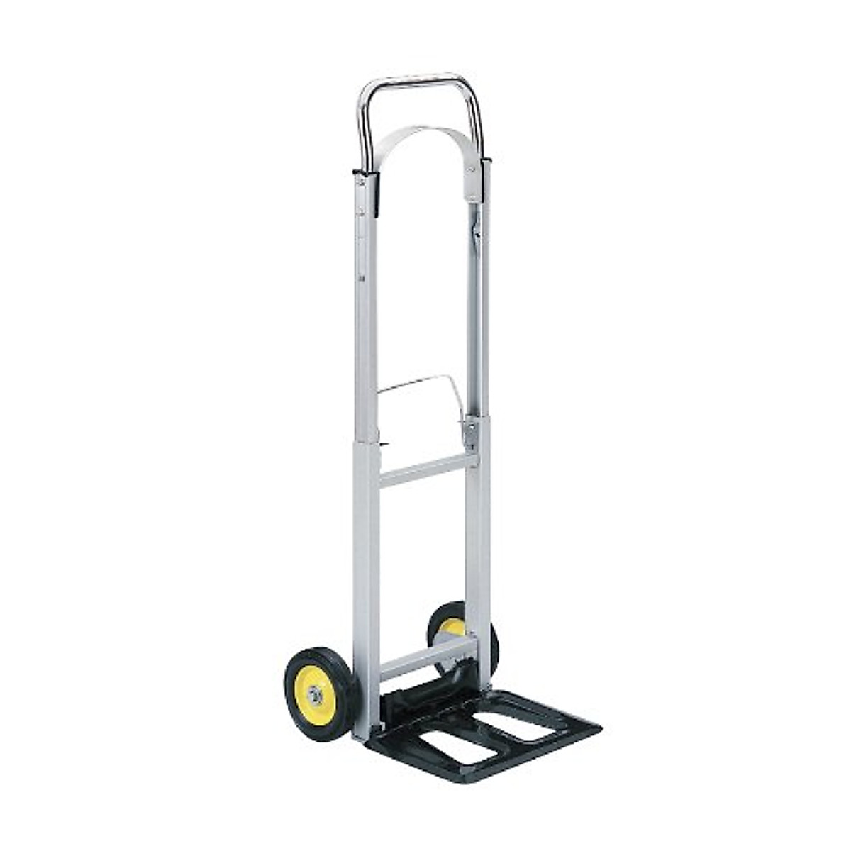 Safco Products Hide-Away Fold Up Collapsible Utility Hand Truck, 250 lb Capacity, Aluminum Frame, Steel Toe Plate, 2 6" Smooth Rolling Rubber Wheels