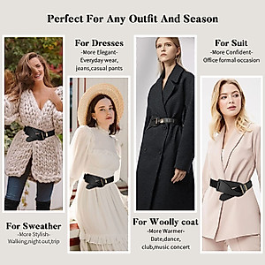 FIORETTO Dress Belts for Women, Wide Black Elastic Belt, Fashion Cinch Belt, Leather Ladies Waist Belts