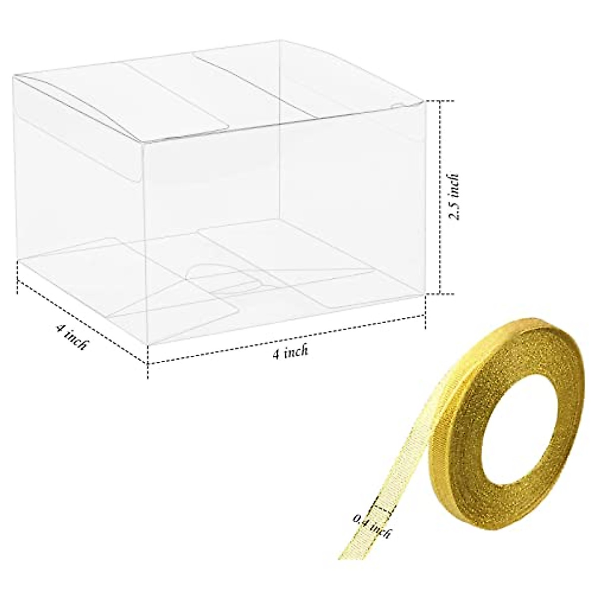 LEMEOSO 30Pcs Clear Favor Boxes 4 x 4 x 2.5 Inch Transparent Plastic Boxes for Packaging Party Favors Treats Candy Macaron Strawberries