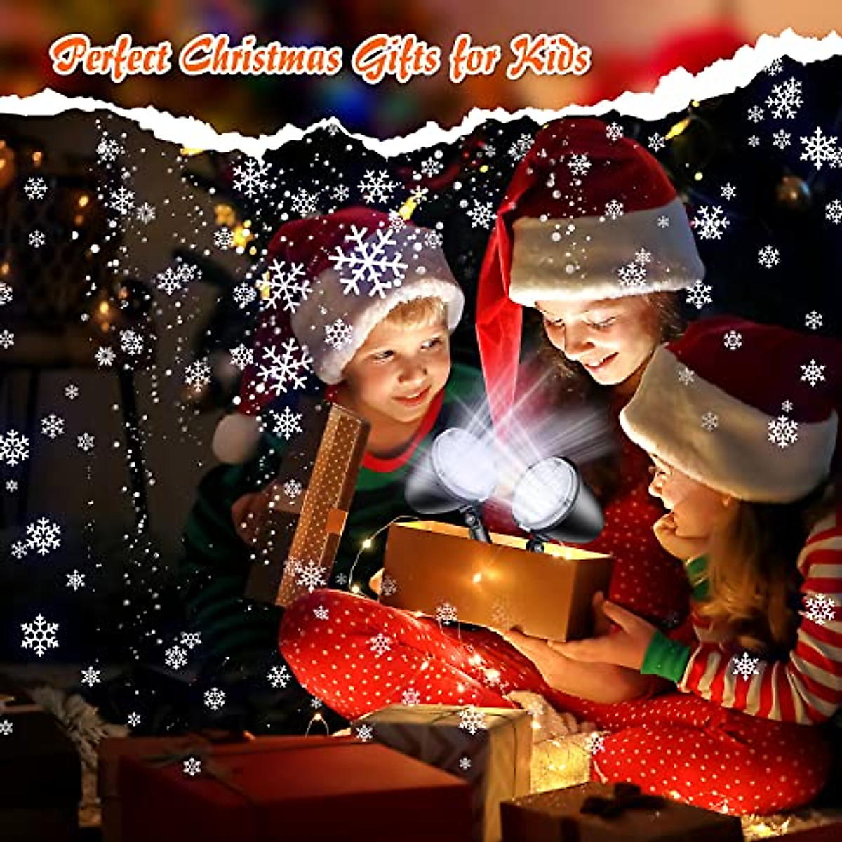 Christmas Projector Lights Outdoor & Indoor, 【2 Packs】 Snowflake Projector Lights, IP65 Waterproof LED White Snowfall Christmas Lights, Perfect for Xmas Party Wedding Garden Patio Decoration