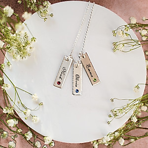 Unity in Three with Swarovski Setting Personalized Charm Necklace. Customized Pendants with Names of Your Choice. Choose Up to 3 Birthstones, and 925 Chain. Gifts for Her