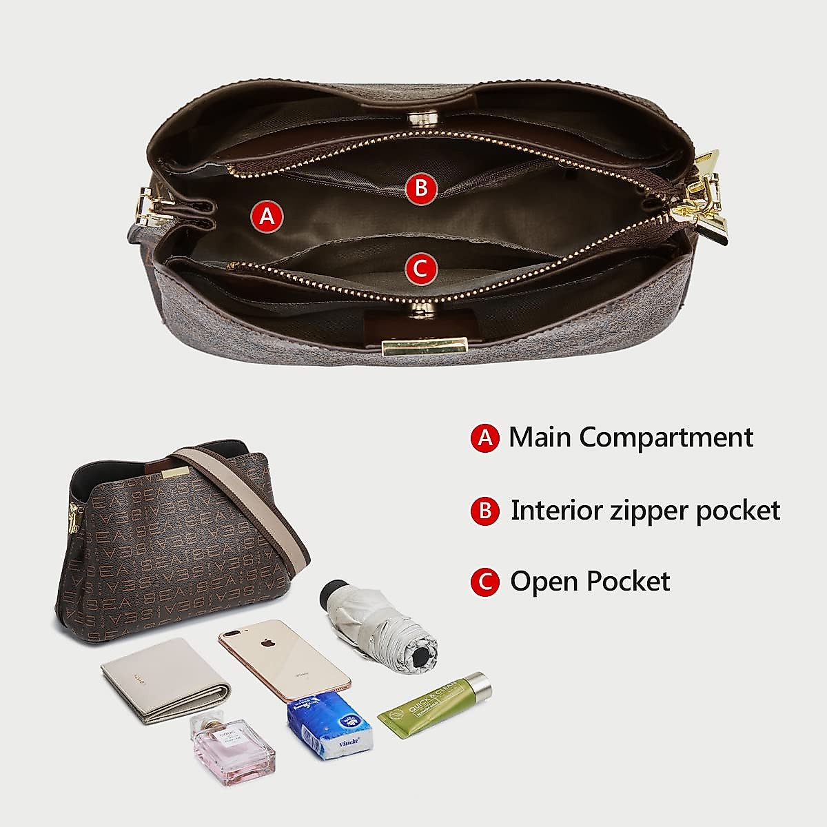 LAORENTOU Vegan Leather Crossbody Bag for Women Monogram Crossbody Shoulder Bag Purse Leather Checkered Purse Ladies Crossbody Cell Phone Bags