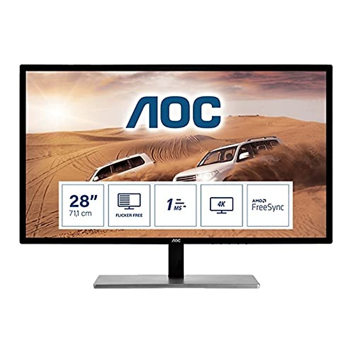 AOC U2879VF 28”Class LED 4K Monitor 3840x2160, 300cd/m2, 10Bit Color, FreeSync, VGA, DVI, HDMI, DP