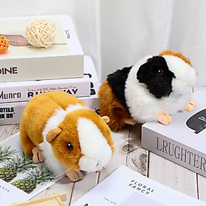Aoriher 2 Pcs Cute Guinea Pig Stuffed Animal 8 Inch Soft Guinea Pig Plush Toys Nice Gift for Boys Girls Christmas Birthday Themed Party Supplies(Black, Yellow)