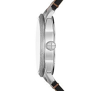 Fossil Men's Machine Quartz Silver and Leather Three-Hand Watch, Color: Silver (Model: FS5920)