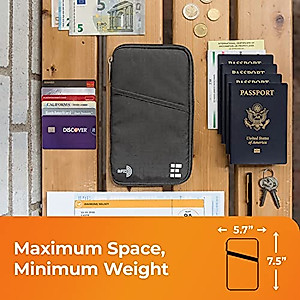 Travel Wallet & Family Passport Holder w/RFID Blocking- Document Organizer Case (Shadow)