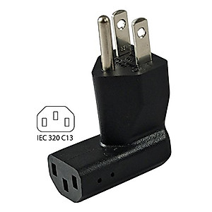 Conntek Plug Adapter U.S 3 Prong Plug to IEC 320 C13 Elbow Adapter