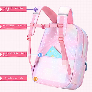 Youngsing Girls Backpack,Backpacks for Girls,Kids Backpack with Compartments Elementary School Bag For Girls School Backpack for Girls (Pink)
