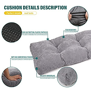mudilun Bench Cushion,Indoor Anti-Slip Patio Seat Cushion, Kitchen Furniture Chair Cushions for Floating Windows, Rocking Chairs, Dining (42x14x4, 【Chenille】 Light Grey)