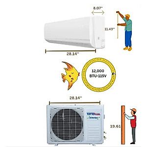 TUTTOKOOL 12000 BTU Wifi Enabled 20 SEER2 Cools Up to 550 Sq.Ft 110-120V Energy Efficient Mini Split Air Conditioner & Heater Ductless Inverter System, with 1 Ton Heat Pump