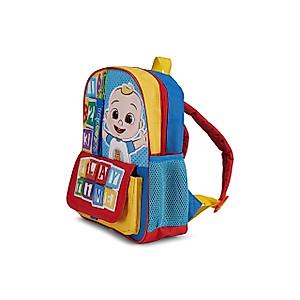 AI ACCESSORY INNOVATIONS Cocomelon JJ's Playtime Interactive Mini Backpack for Boys and Girls, Pre-school Schoolbag with Padded Back and Adjustable Straps, Versatile 12”