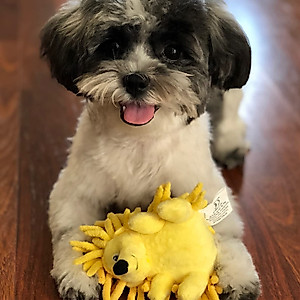 Snuggle Puppy Tender-Tuffs Tiny - Yellow Hedgehog Stuffed Plush Dog Toy with Squeaker - Small Breed Stuffed Cuddly Soft Toy
