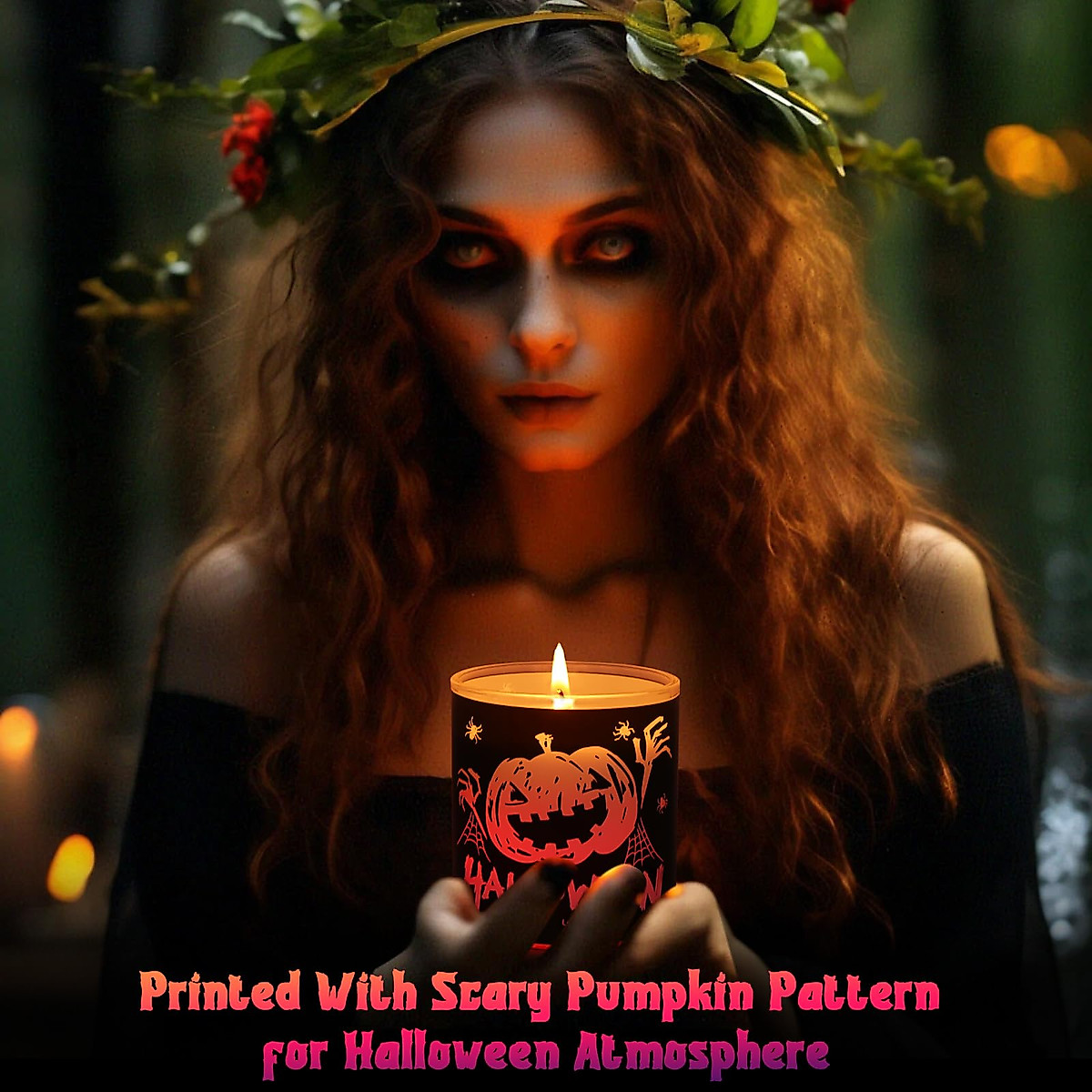 Pumpkin Scented Candles, Fall Decorations for Home, Halloween Decorations Indoor,Spooky Candle,Gothic Vintage Fall Decor for Farmhouse Room Apartment Table Desk Kitchen Bedroom,Funny Gift for Women