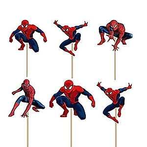 24PCS Spiderman Cupcake Toppers Spiderman Cake Toppers Spiderman. Happy Birthday Party Supplies Pet Cake Decorations for Spiderman fans, Kids Birthday Party