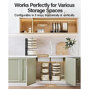 Pantasia Pots and Pans Organizer - [Truly Balanced, 8-Tier Adjustable] Pots and Pans Rack Organizer for Cabinet, Frying pan, Bakeware, Lid, Dishes, Kitchen Organizers and Storage
