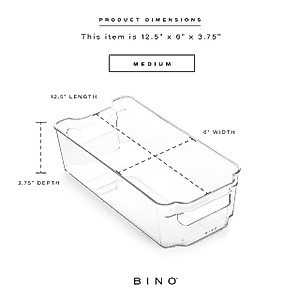 BINO | Stackable Storage Bins, Medium - 2 Pack THE STACKER COLLECTION Clear Plastic Built-In Handles BPA-Free Containers for Organizing Kitchen Pantry Multi-Use Organizer Bins