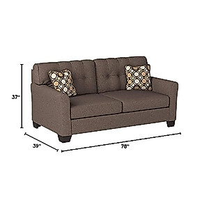 Signature Design by Ashley Tibbee Tufted Modern Sofa with 2 Accent Pillows, Dark Taupe