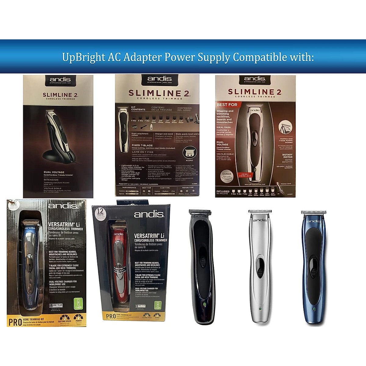UpBright 1.3V 1.5A AC/DC Adapter Compatible with Andis BTF BTF-2 BTF2 22725 23885 VersaTrim Li Cordless Trimmer Slimline 2 No 395885 25195 Clipper 22913 BTFL 1.3VDC 1500mA Power Supply Battery Charger