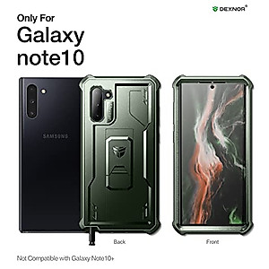 Dexnor for Samsung Galaxy Note 10 Case, [Built in Screen Protector and Kickstand] Heavy Military Grade Protection Shockproof Protective Cover for Samsung Galaxy Note 10,Army Green