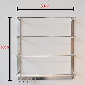 harayaa Wire Spool Rack with 4 Rods, Wall-Mounted Steel Thread Holder Ribbons Organizer with Hanging Tools for Organize Sewing Embroidery Thread, Silver, 60x53cm