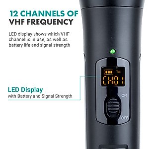 Movo WMX-7-TH+RX Handheld Wireless Microphone System - Omnidirectional Microphone with Built-in VHF Transmitter, Bodypack Receiver - Wireless Mic Interview Kit for Reporters, Vlogging, Live Events