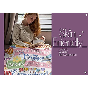 InnoBeta Book Lovers Throw Blanket - Flannel Blankets for Book Club, Bookish, Book Worm, Librarians as Reading Gifts, Reader Gifts for Christmas, Birthday - 50" x 65" - (Purple)