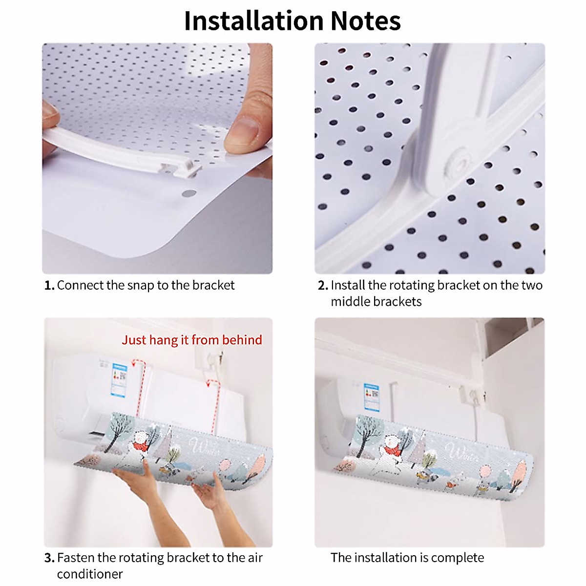 HUBUISH Adjustable Foldable Air Conditioner Deflector Confinement Air Deflector Outlet Air Wing Air Cooled Baffle Wind Direction Telescopic Windshield for Home (Watermelon Pattern)