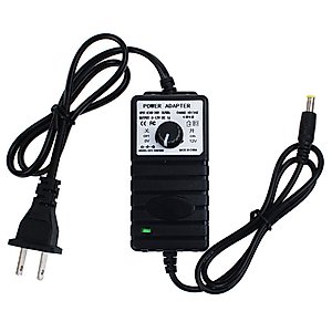 AUTOTOOLHOME AC to DC Adjustable Power Supply 0-12V 1A Universal Power Adapter Motor Speed Controller Variable VoltageCharger Adapter