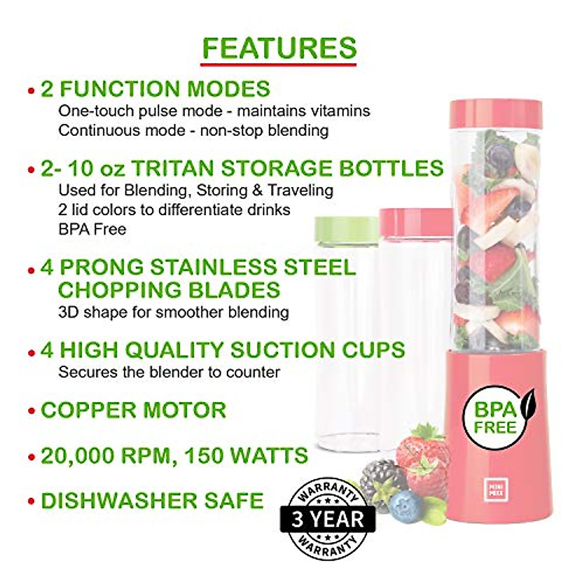 Euro Cuisine MM1R Blender, One Size, Red