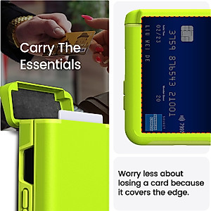 Compatible with Samsung Galaxy Z Flip 4 Case Wallet with Hinge Protection [ Card Slot ] for Galaxy Z Flip 4 5G Case with Card Holder Shockproof Protective TPU Silicone (Neon Green)