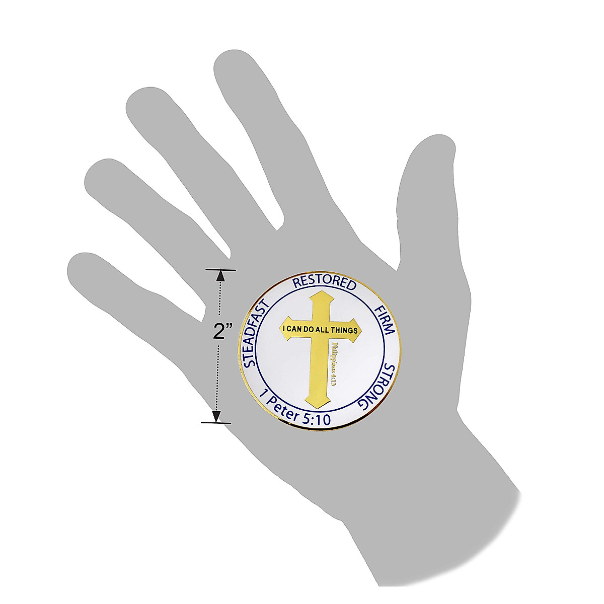 Collectible Christian Coin, for Men and Boys “I Can Do All Things” Philippians 4:13, Overcomers, Steadfast, Restored, Firm, Strong Sentiment. 2" Gold Plated Challenge Coin. Overcoming The World