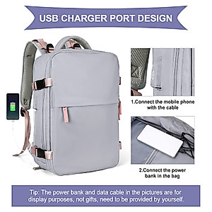 Large Travel Backpack Women, Carry On Backpack,Hiking Backpack Waterproof Outdoor Sports Rucksack Casual Daypack School Bag, Laptop Backpack Flight Approved，Light Purple