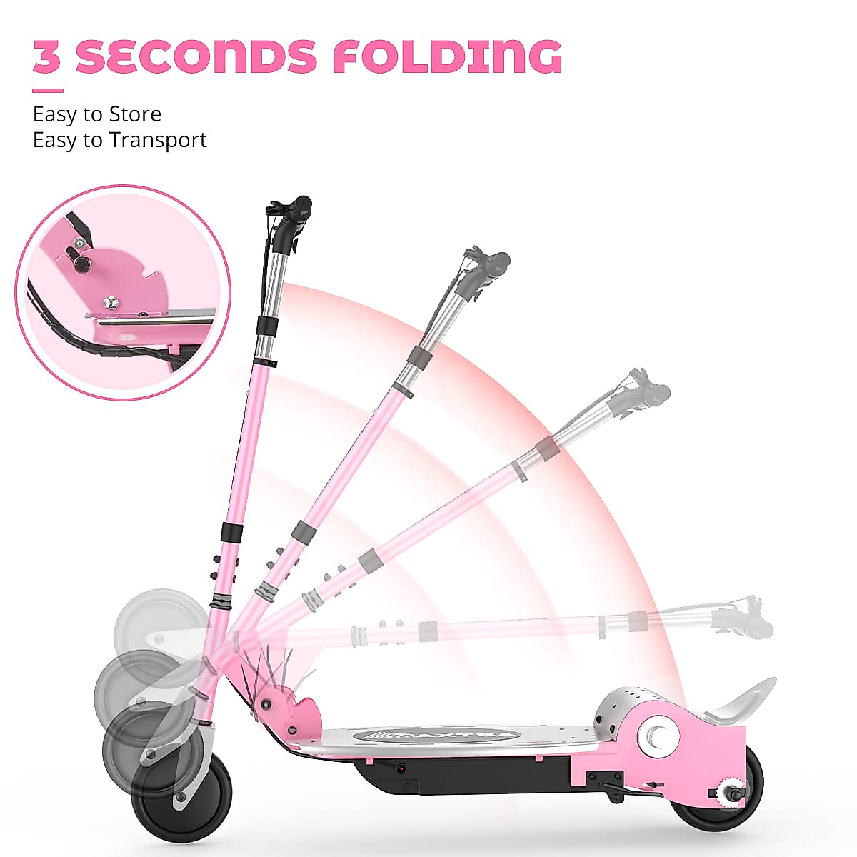 MAXTRA E120 Electric Scooter with Seat for Kids Ages 6-12, 60 Mins Long Battery Life, Removable Seat 2 Riding Styles, 155LBS Max Load