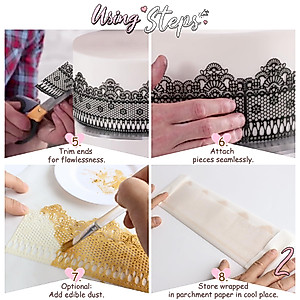 Funshowcase Large Pre-Made Ready to Use Edible Cake Lace Rose Blossom Ivory White 14-inch 10-piece Set