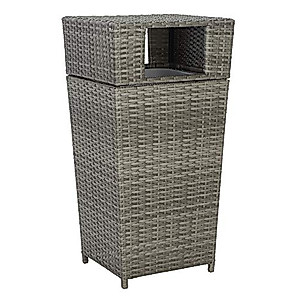 Safavieh Outdoor Collection Mazeli Grey Wicker Trash Bin