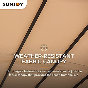 Sunjoy Lindt 9.5 x 11 ft. Steel Arched Pergola with 2-Tone Adjustable Shade, Tan & Brown
